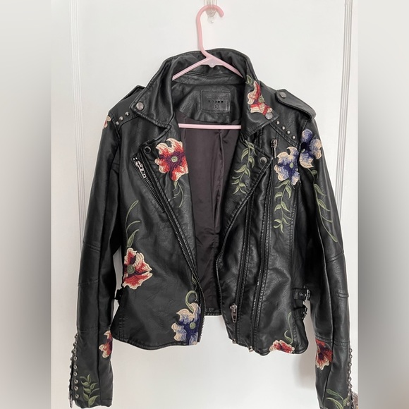 Blank NYC | Jackets & Coats | Blanknyc Black Leather Floral Embroidered Jacket | Poshmark